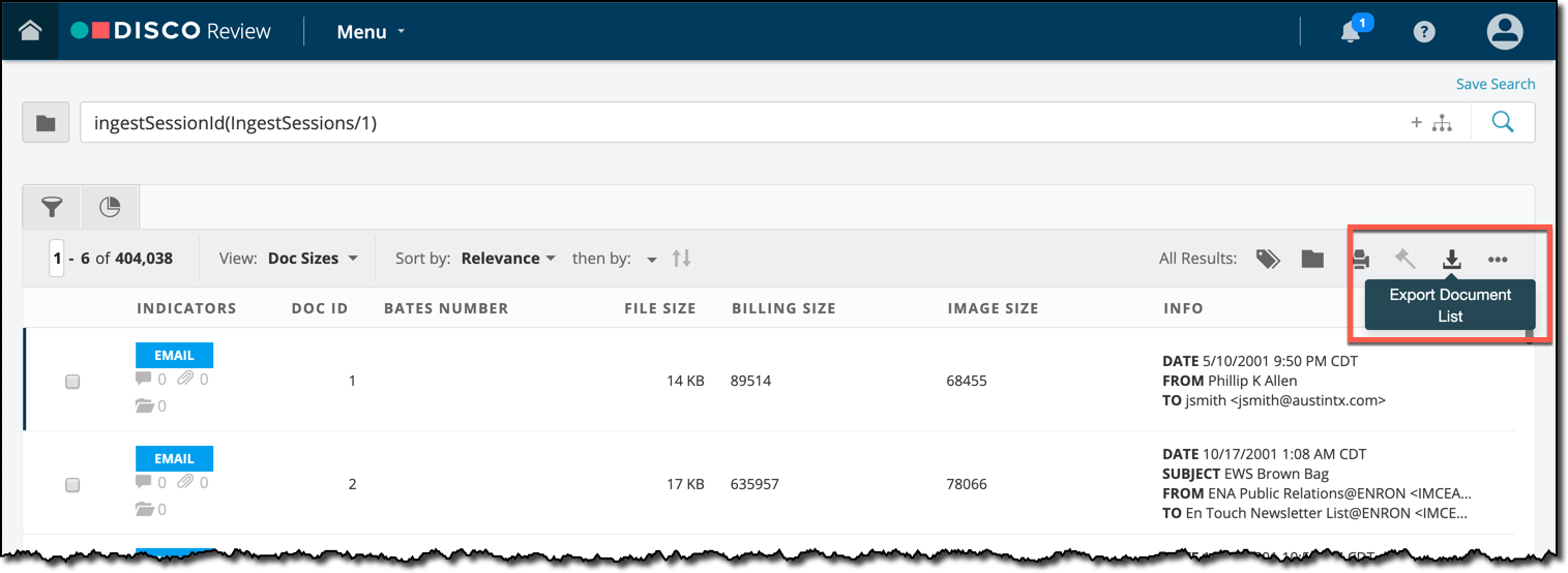 Creating a custom ingest report – DISCO
