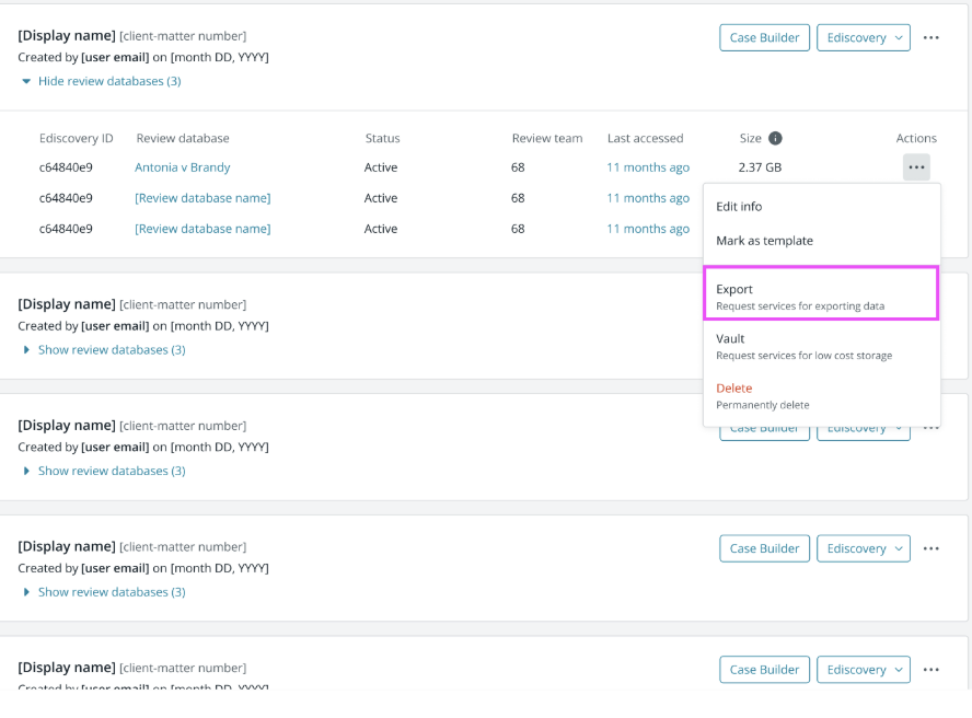 Export a Review Database – DISCO
