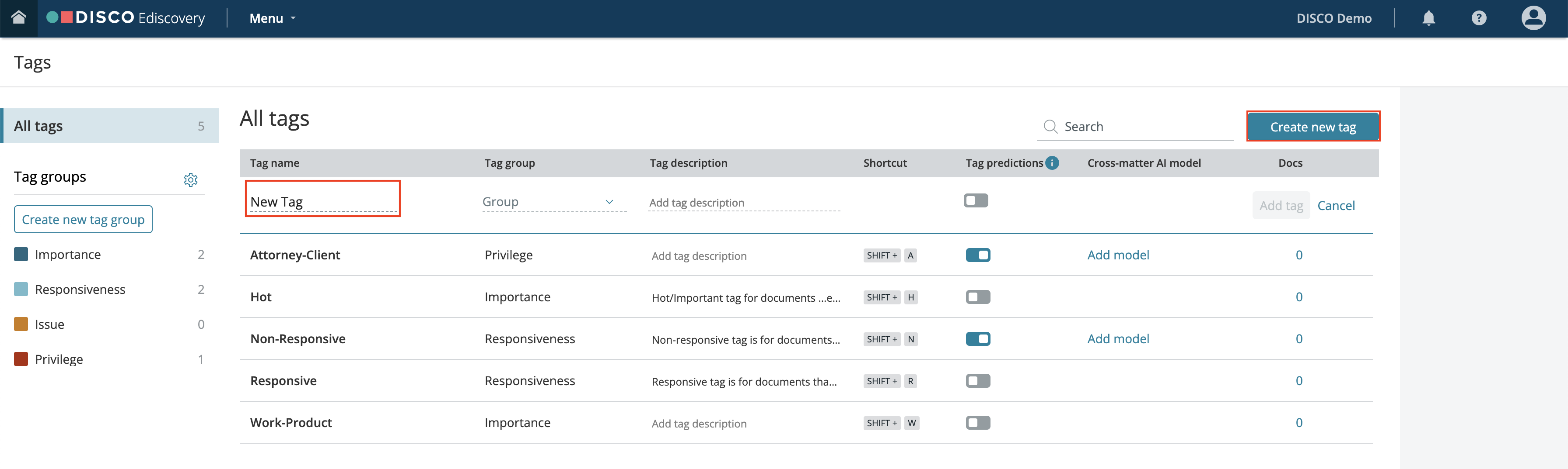Working with tags – DISCO